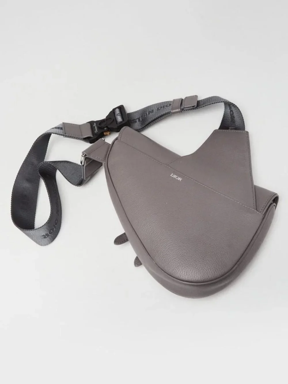 Dior | Bags | Christian Dior Grey Pebbled Leather Saddle Bag | Poshmark